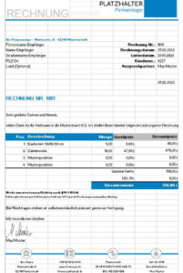 Rechnung ohne Umsatzsteuer Muster - Kostenloser Download